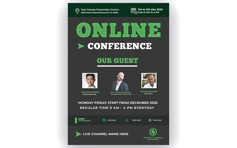 Online Conference Flyer Template #213322 - TemplateMonster