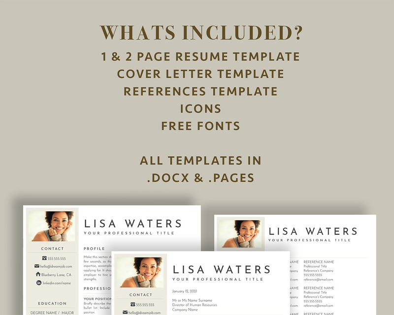 Lisa Waters Professional Resume Template for WORD and PAGES