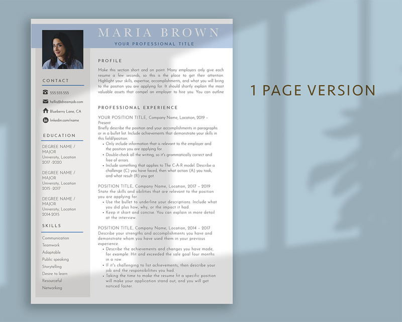 Maria Brown Resume Template for WORDS and PAGES