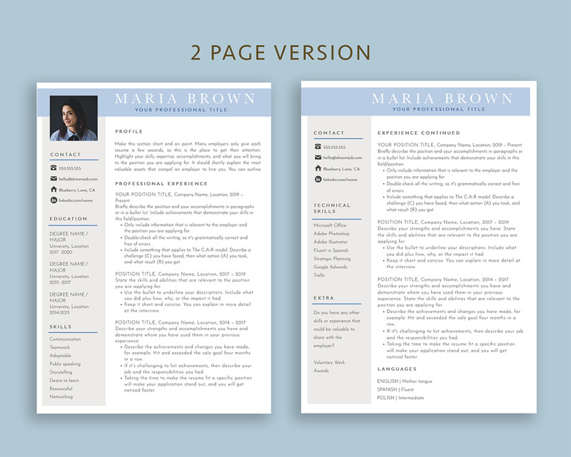 Maria Brown Resume Template for WORDS and PAGES
