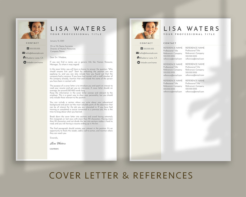 Lisa Waters Professional Resume Template for WORD and PAGES