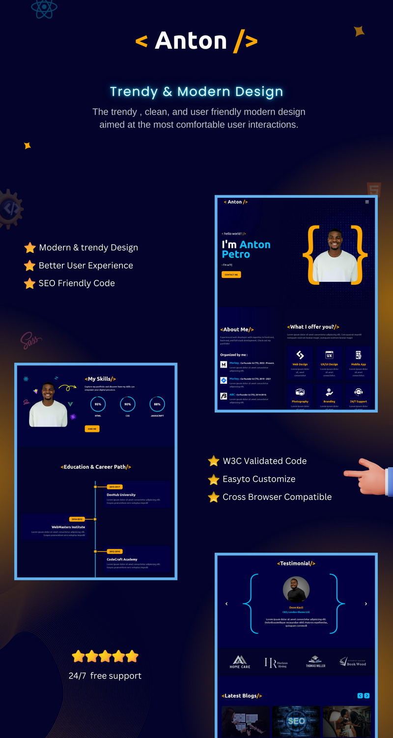 Anton - Versatile Portfolio HTML Template for Developers, Designers ...