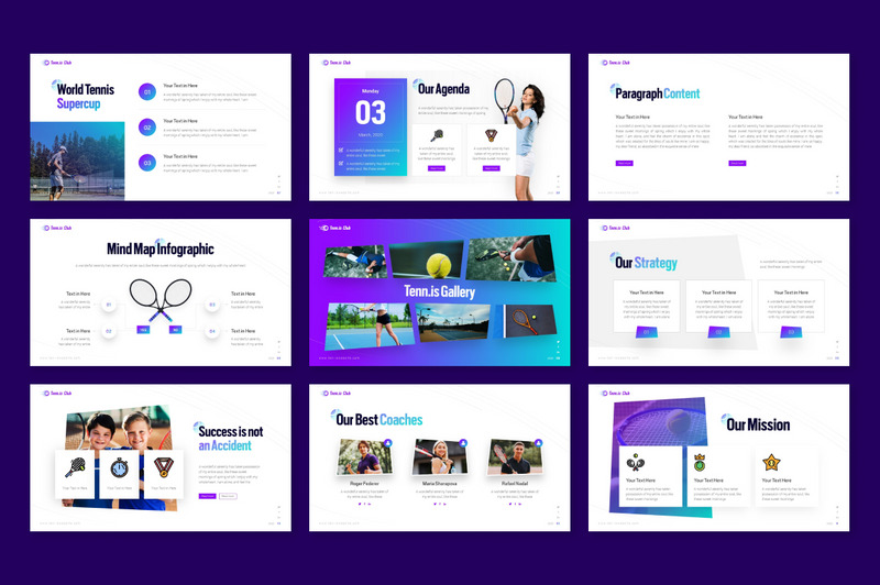 Tennis Club Sports Keynote Template #173268 - TemplateMonster