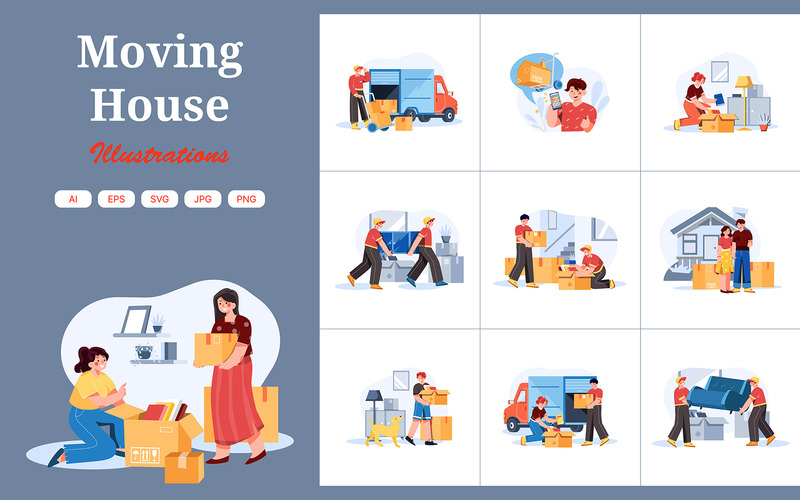 M371_Moving House Illustration Pack #220112 - TemplateMonster
