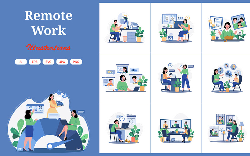M553_Remote Work Illustration Pack 2 - TemplateMonster