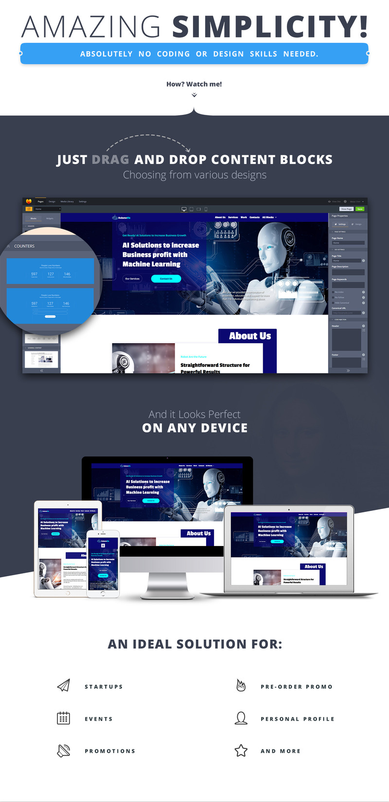 Robotics Moto CMS Landing Page Template - TemplateMonster