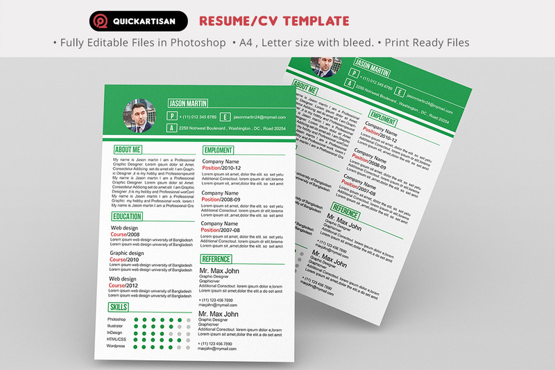 Clean Resume/CV Template Vol 02 #287662 - TemplateMonster