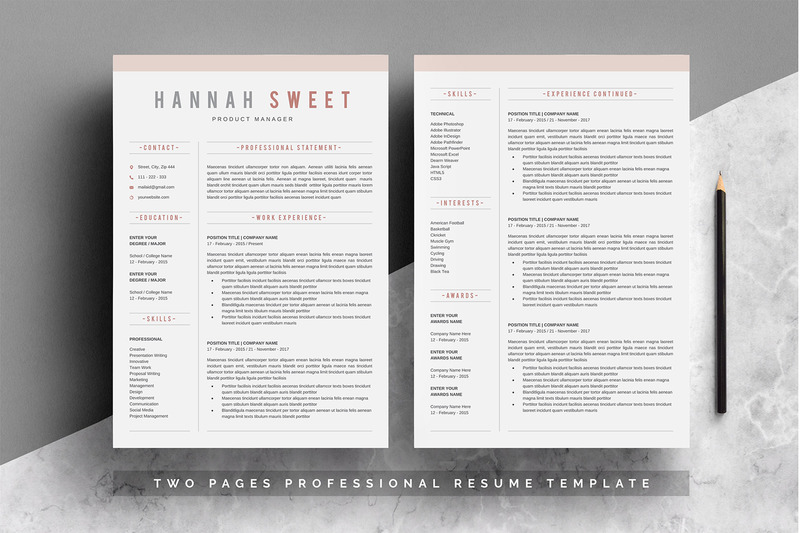 Hannah CV - Resume Template Two Page Resume - TemplateMonster