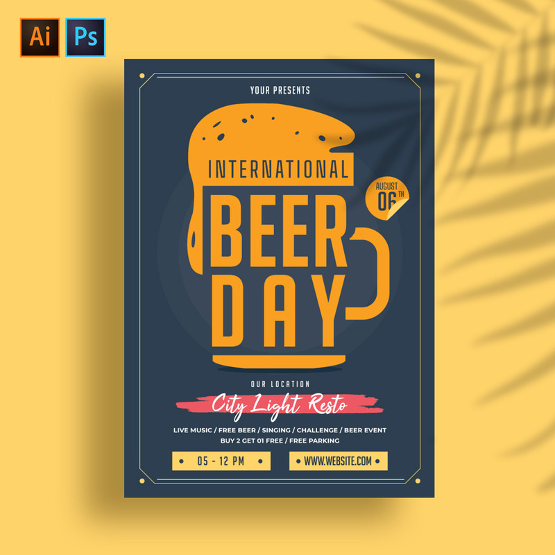Attractive Beer Day Flyer Template #207911 - TemplateMonster