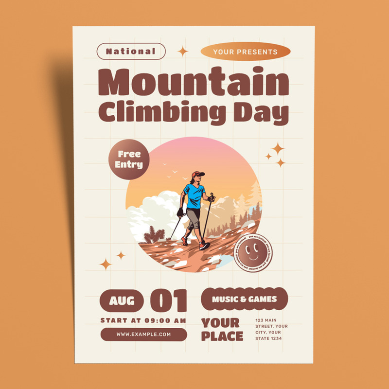 National Mountain Climbing Day Flyer Template