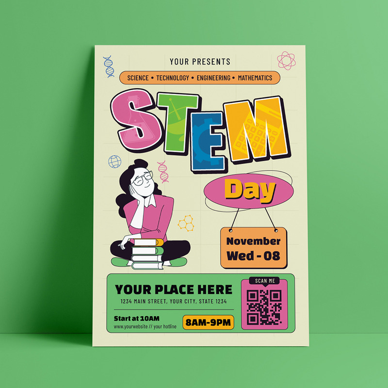 National STEM Day Flyer Template #365805 - TemplateMonster