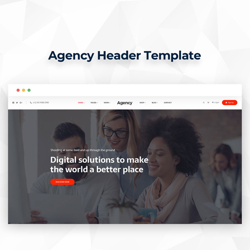 Agency Header PSD Template #158513 - TemplateMonster