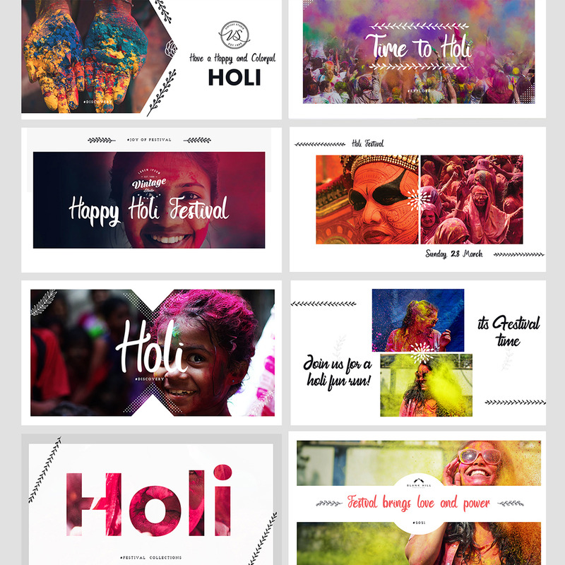 Holi Festival YouTube Thumbnail Pack Social Media