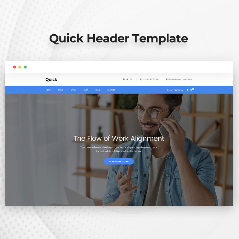 Quick Header PSD Template #158516 - TemplateMonster