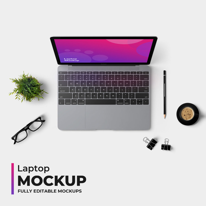 Laptop Top View product mockup #157930 - TemplateMonster