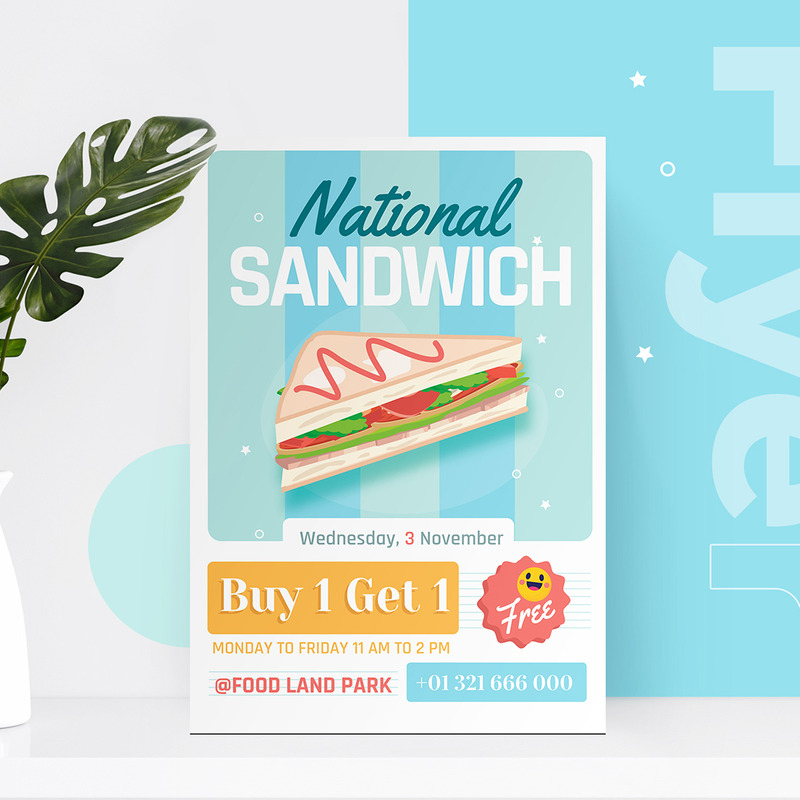 National Sandwich Day Flyer Template - TemplateMonster