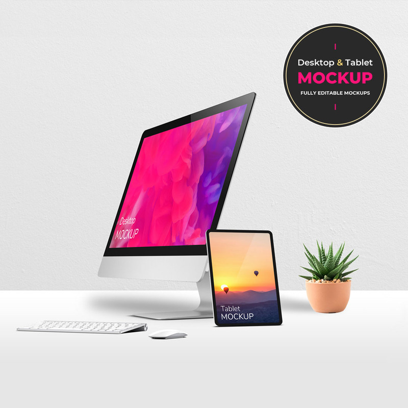 Desktop and Tablets product mockup #157932 - TemplateMonster
