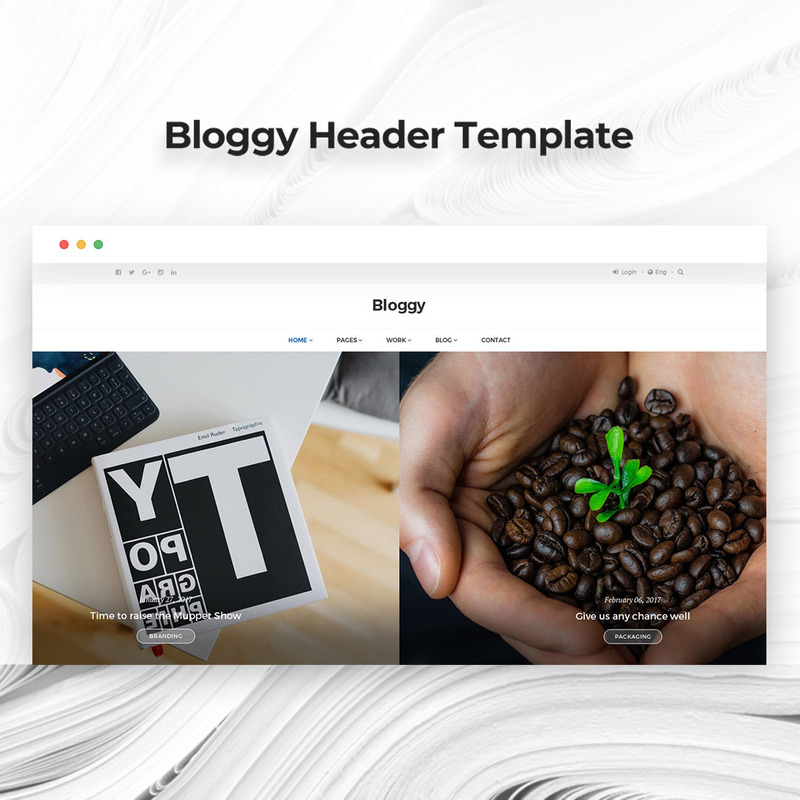 Bloggy Header PSD Template #157887 - TemplateMonster