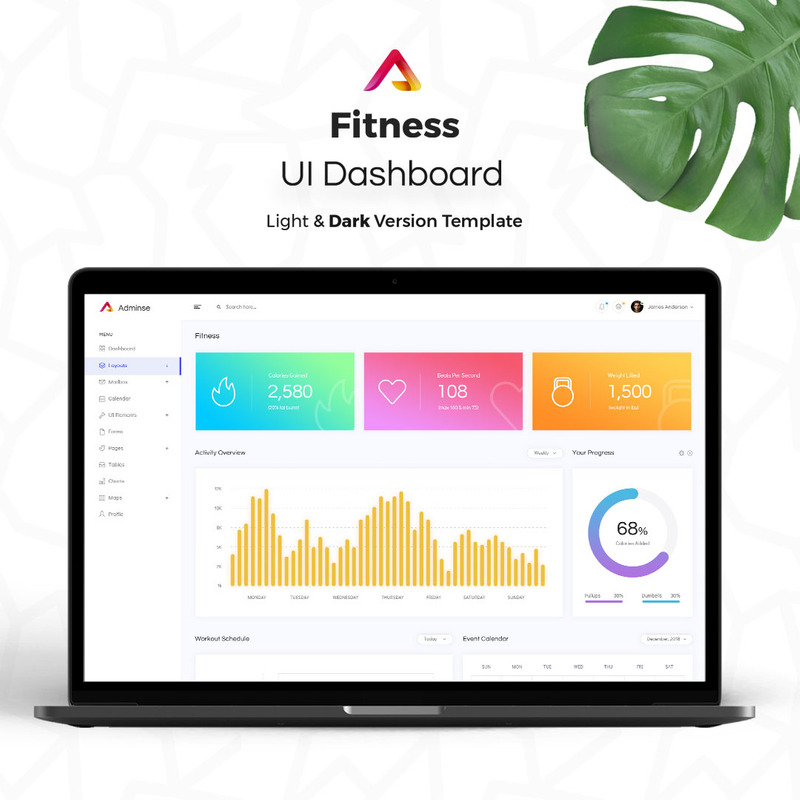 Fitness Admin Dashboard UI Elements #157462 - TemplateMonster