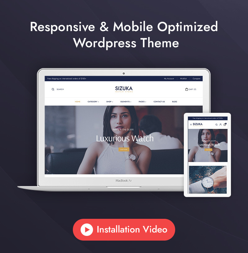 Sizuka - Luxurious Watch Store Elementor WooCommerce Responsive Theme