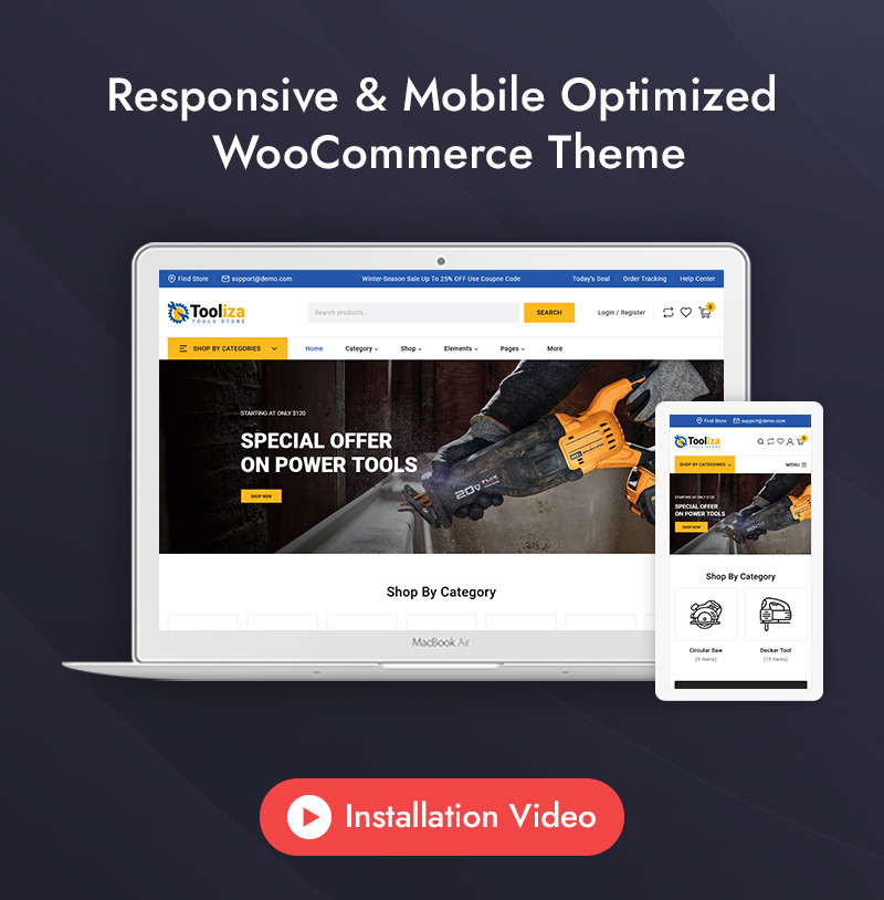 Tooliza - Tools & Hardware Store Elementor WooCommerce Responsive Theme