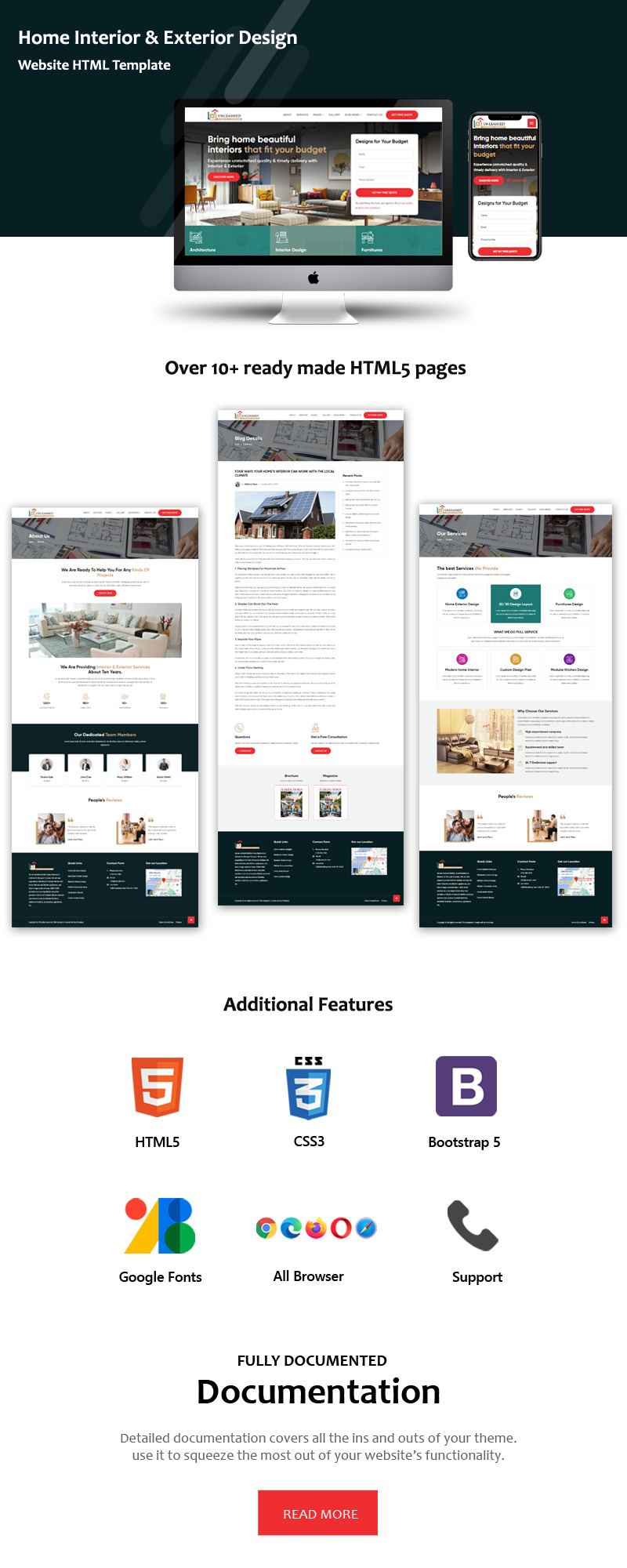 Interior and Exterior Design Website HTML Template