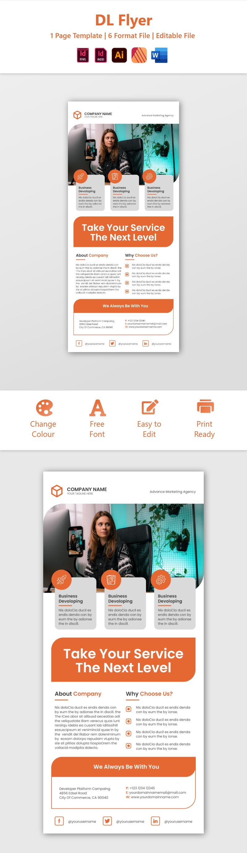 Corporate DL Flyer Template Design #247361 - TemplateMonster