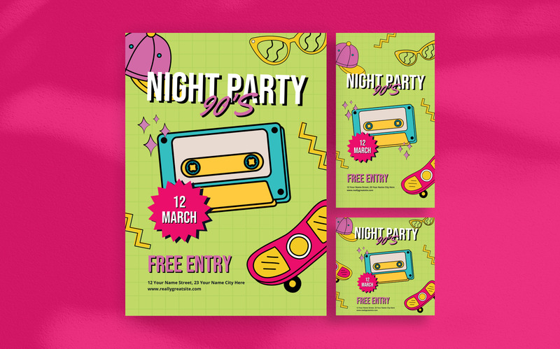 Retro Night Party Invitation Flyer Template - TemplateMonster