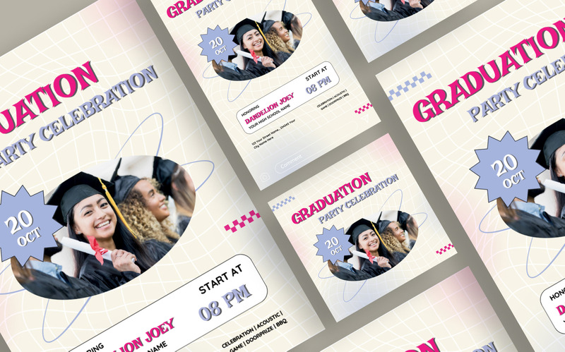 Y2K Minimalist Graduate Celebration Flyer Template