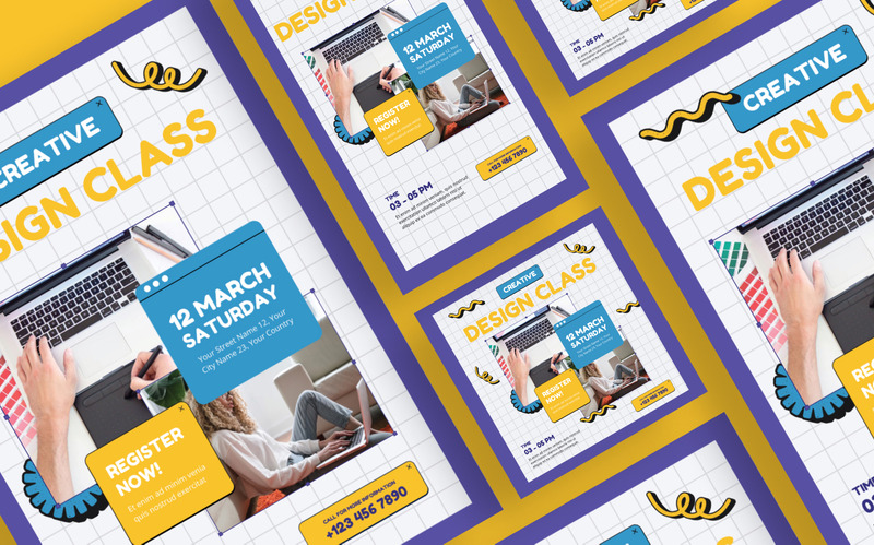 Creative Design Class Admission Flyer Template