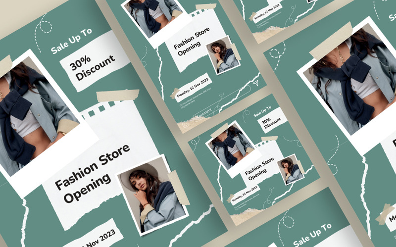 Scrapbook Fashion Store Opening Flyer Template