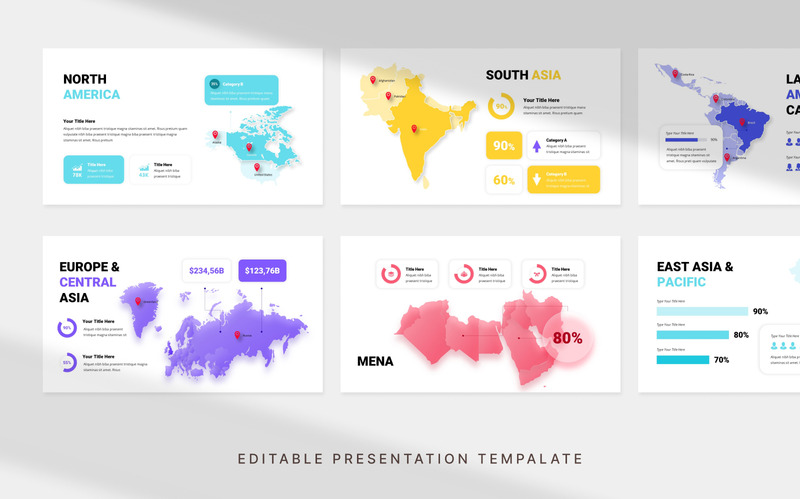 Economic Regions World Map Presentation Template