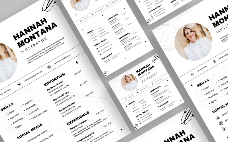 White Minimalist Resume CV Set Template - TemplateMonster