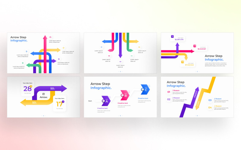 Modèle d'infographie PowerPoint étape de flèche