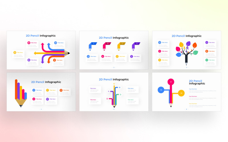2D Pencil PowerPoint Infographic Template - TemplateMonster