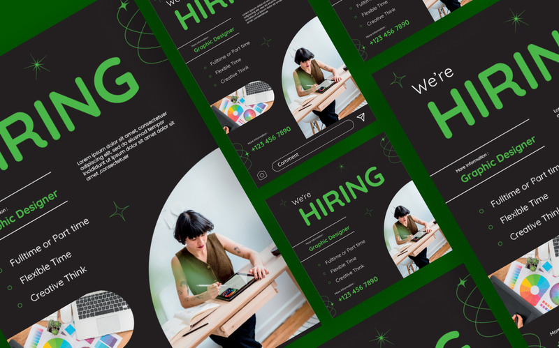 Modern Black Green Job Vacancy Flyer Template