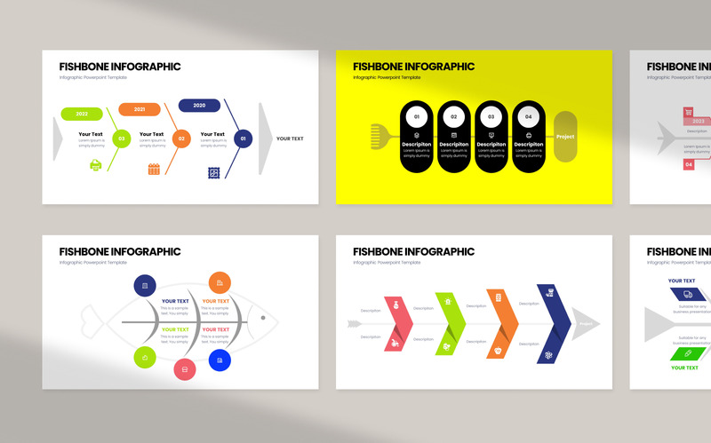 Fishbone Infographic Presentation Template - TemplateMonster