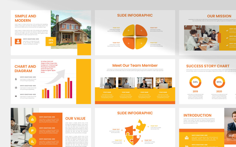 Yellow Business PowerPoint Template #319444 - TemplateMonster