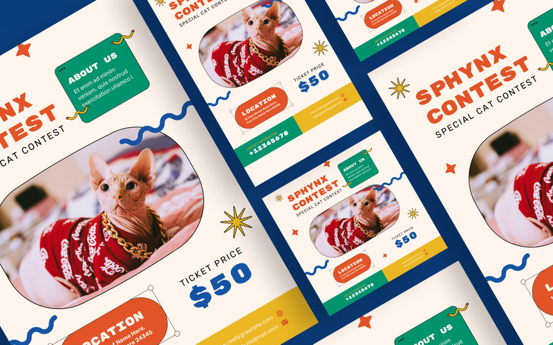 Decorative Special Cat Contest Flyer Template