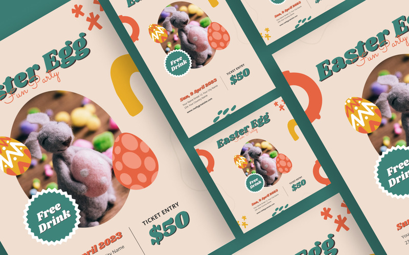 Easter Egg Fun Party Flyer Template #367245 - TemplateMonster