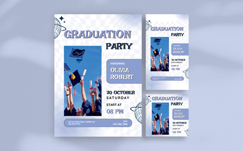 Livid Y2K Graduation Bash Flyer Template - TemplateMonster