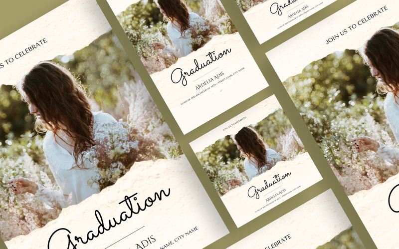 Aesthetic Graduation Party Invitation Flyer Template