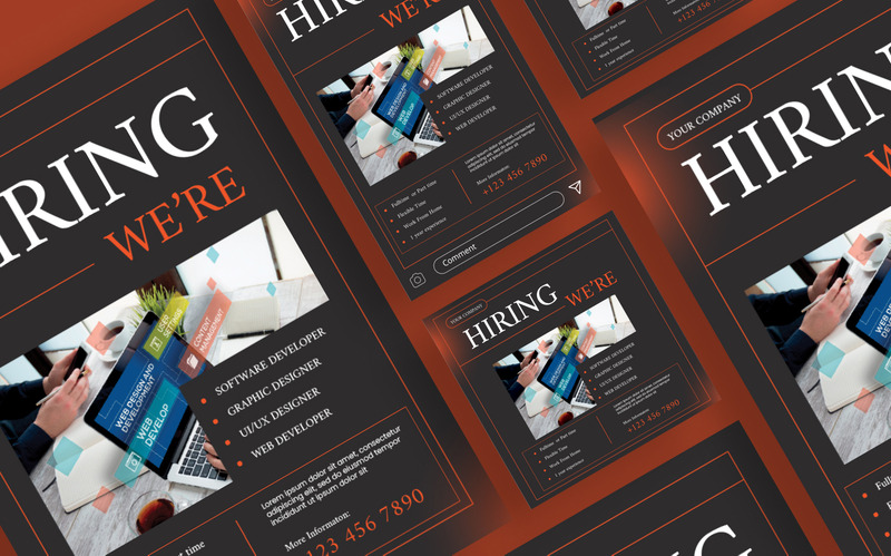 Dark Minimalist Job Vacancy Flyer Template - TemplateMonster