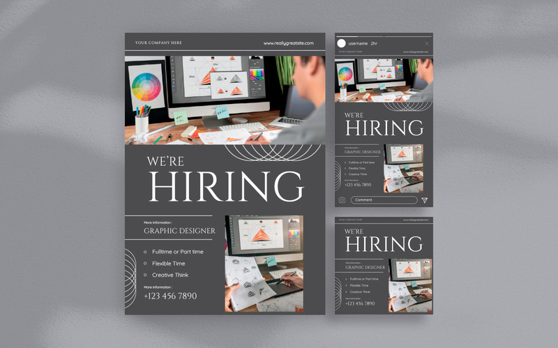 Gray Simple Job Vacancy Flyer Template - TemplateMonster