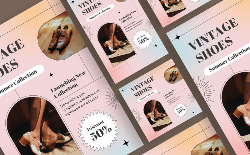 Aesthetic Gradient Shoes Discount Flyer Template