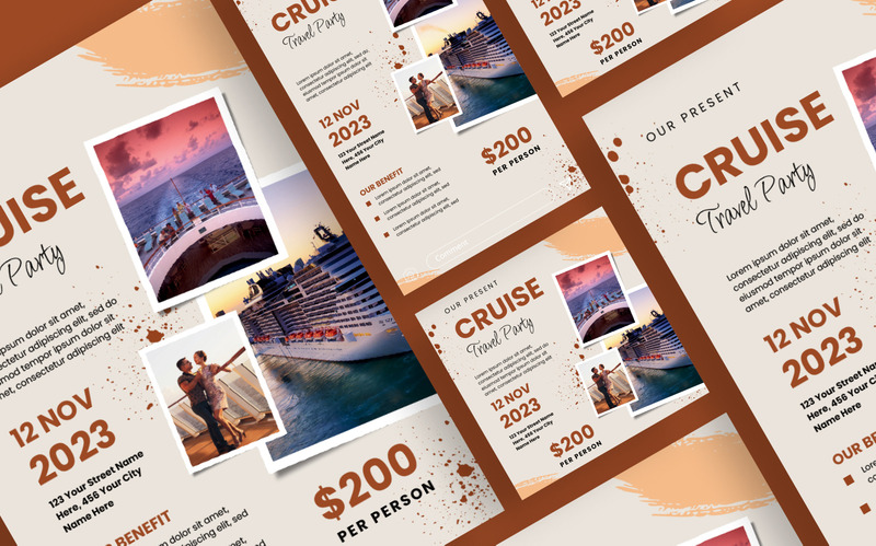 Cruise Travel Party Present Flyer Template - TemplateMonster