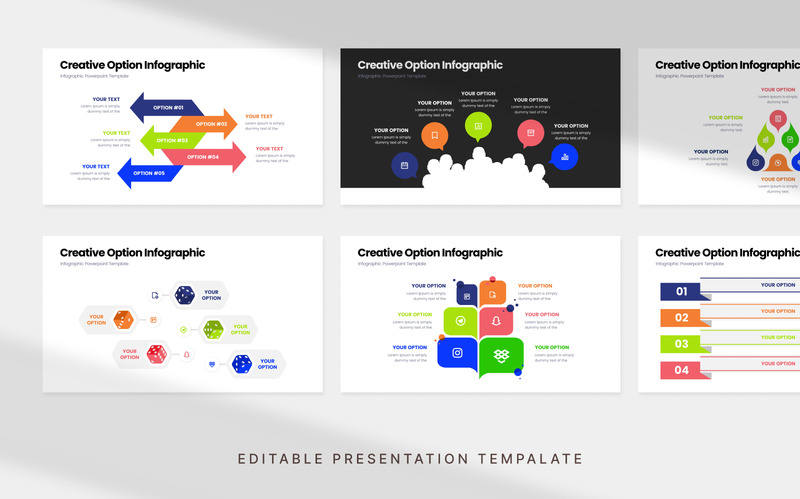 Plantilla de presentación infográfica de opción creativa