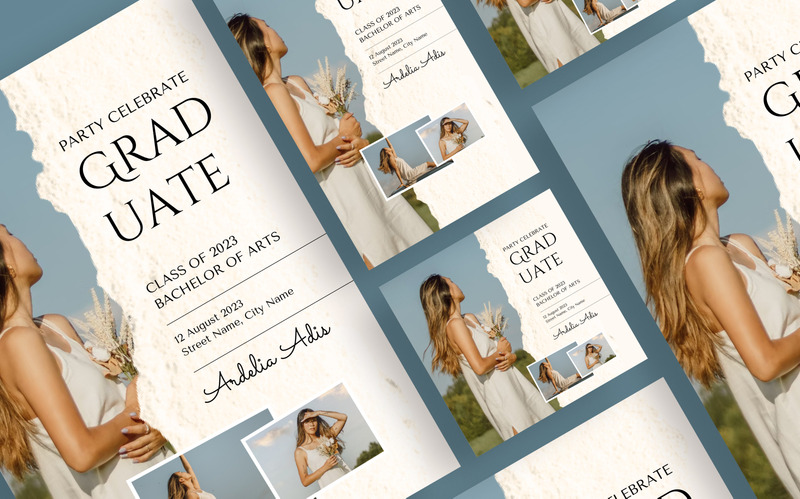 Scrap Graduation Party Invitation Flyer Template