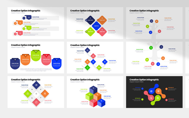 Plantilla de presentación infográfica de opción creativa
