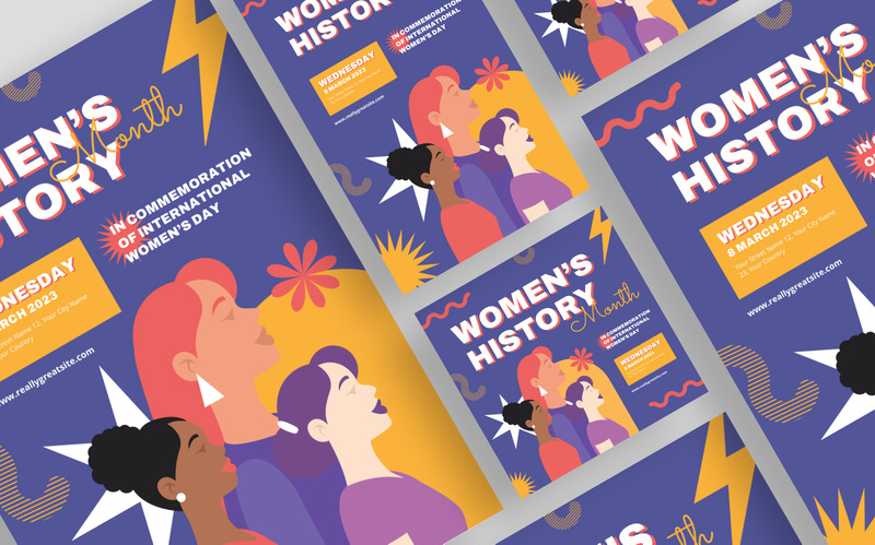 Women History Month Commemoration Flyer Template